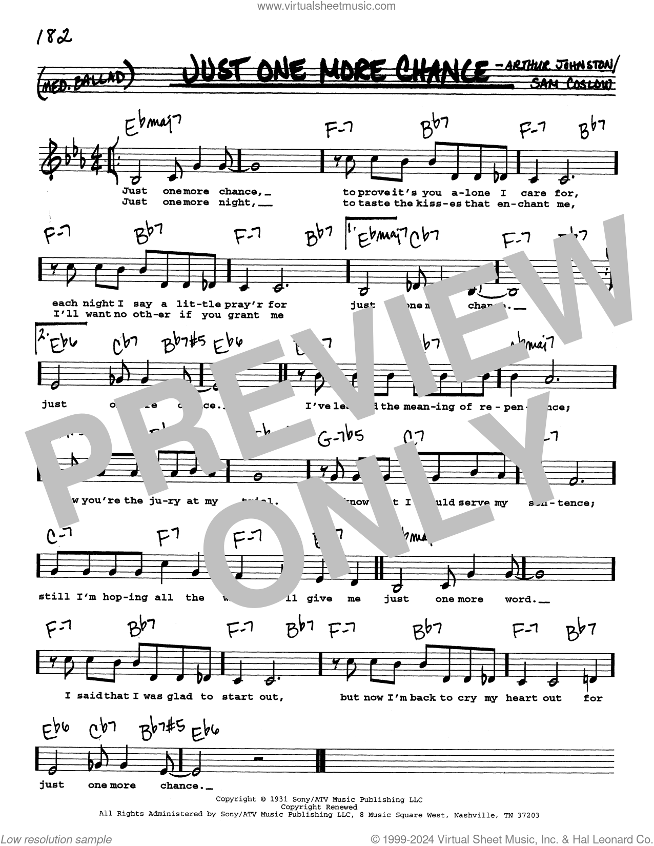 Just One More Chance (Low Voice) sheet music (real book with lyrics)