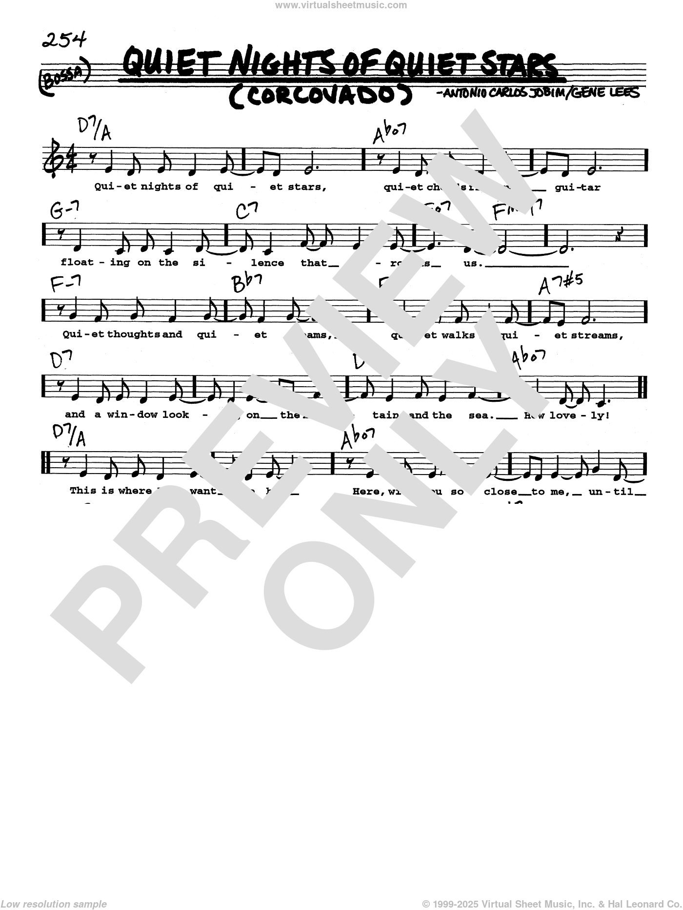 Quiet Nights Of Quiet Stars (Corcovado) (Low Voice) sheet music (real ...