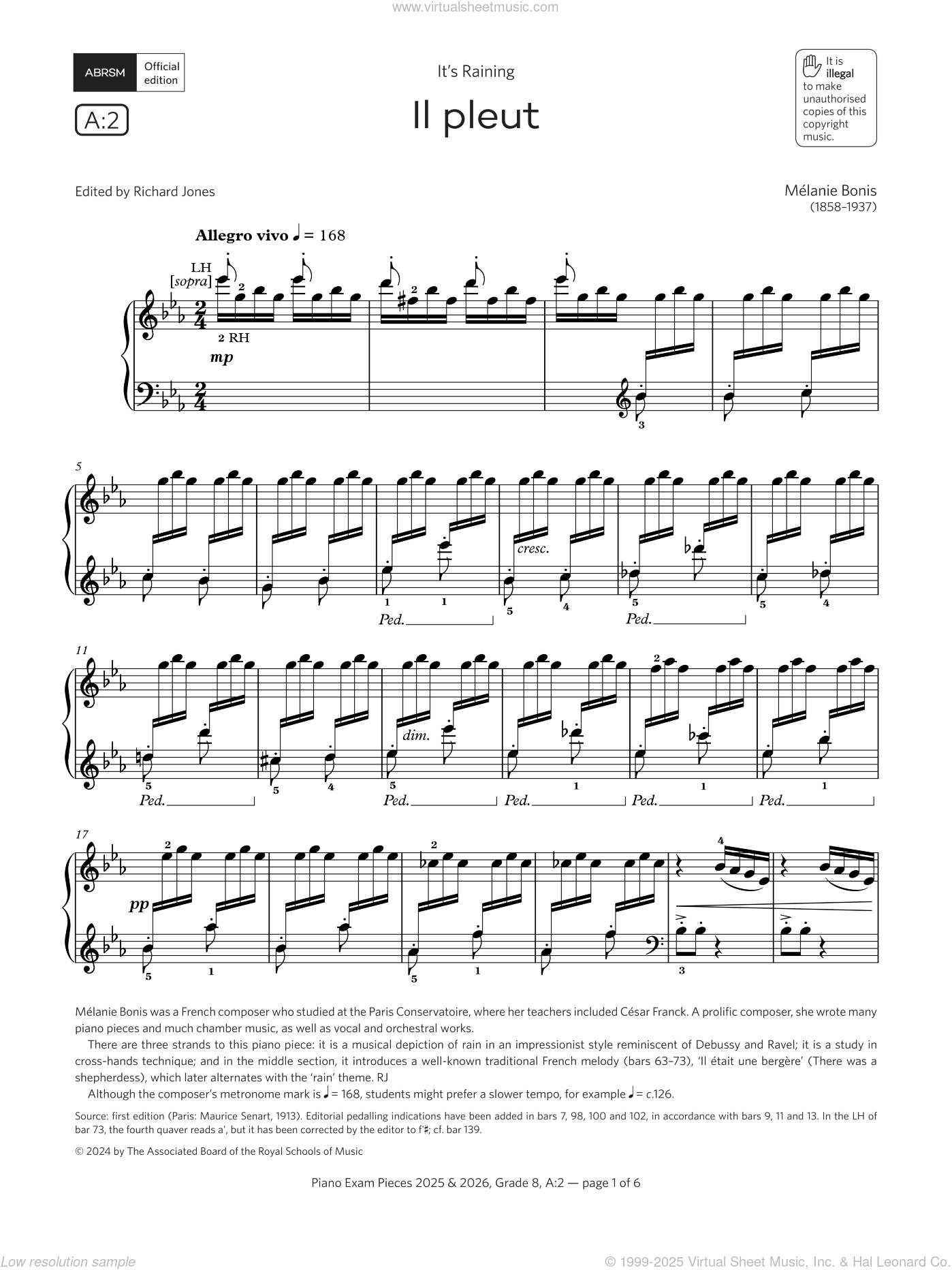 Il pleut (Grade 8, list A2, from the ABRSM Piano Syllabus 2025 and 2026 ...