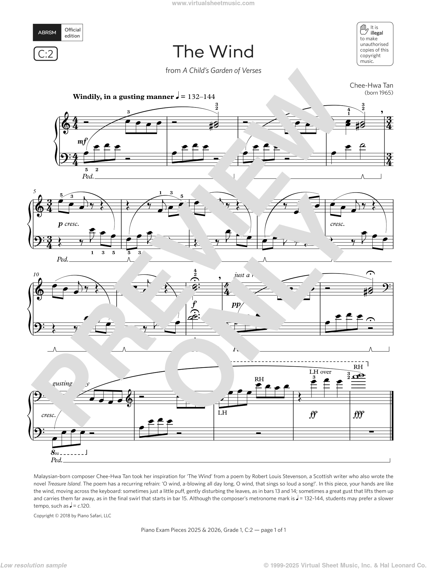 The Wind (Grade 1, list C2, from the ABRSM Piano Syllabus 2025 and 2026 ...