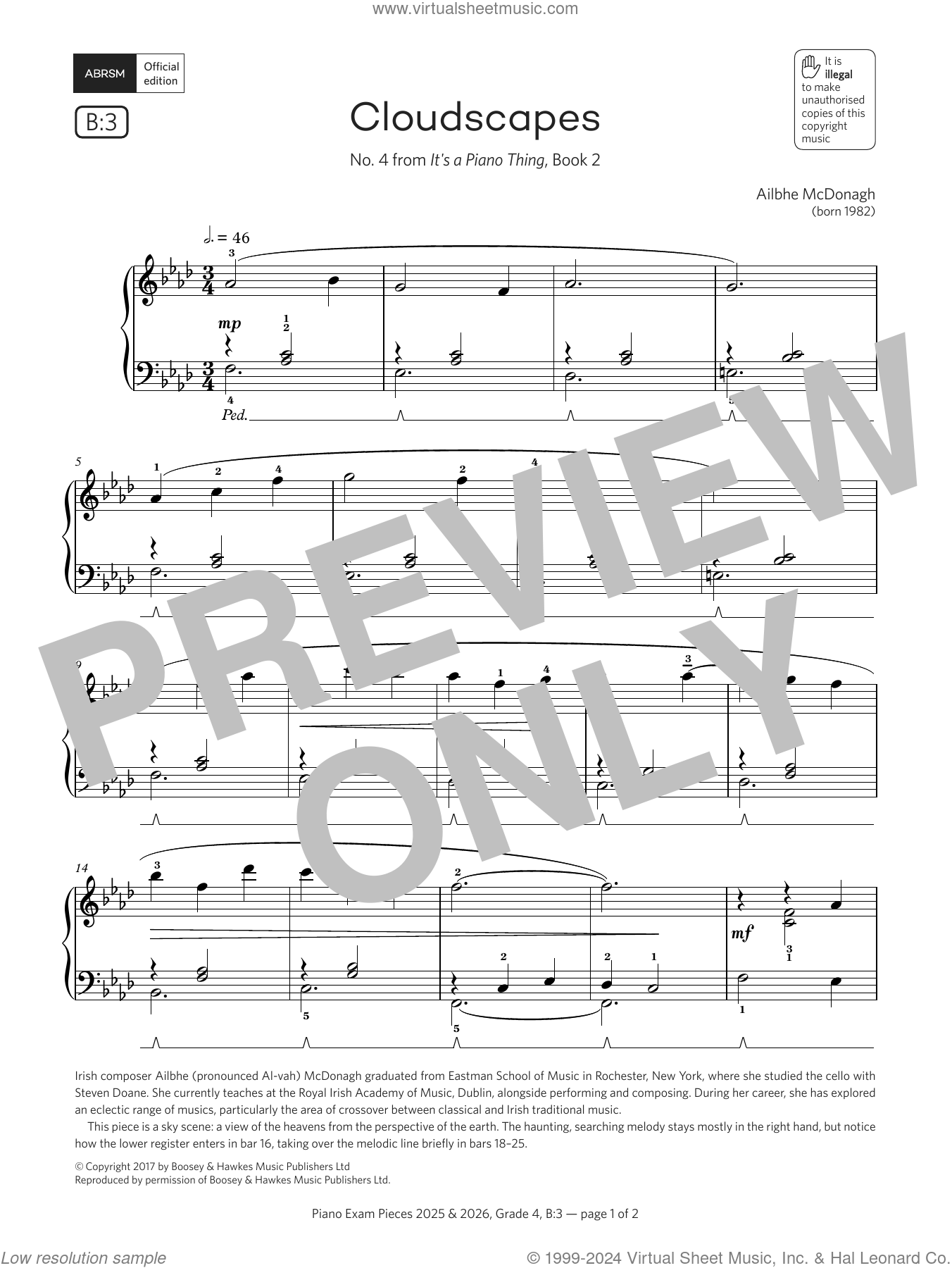 Cloudscapes (Grade 4, list B3, from the ABRSM Piano Syllabus 2025 and 2026) sheet music for ...