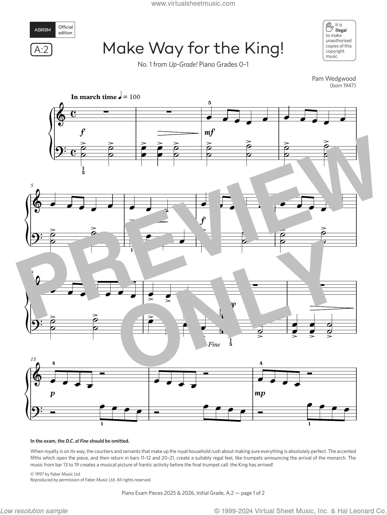 Make Way for the King! (Grade Initial, list A2, from the ABRSM Piano ...
