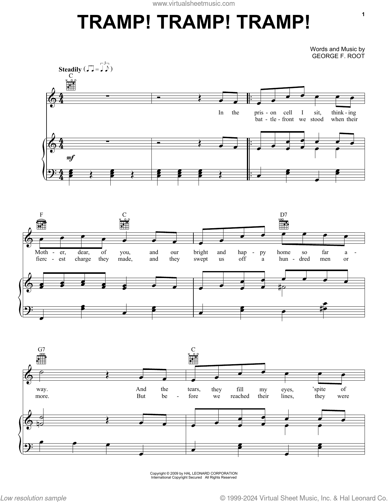 Tramp! Tramp! Tramp! sheet music for voice, piano or guitar (PDF)
