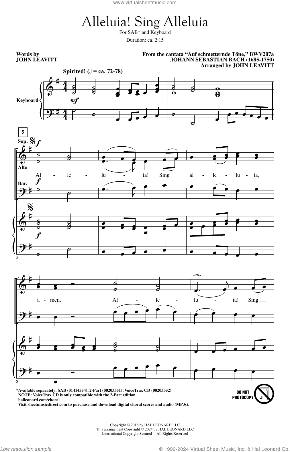 Alleluia! Sing Alleluia sheet music for choir (SAB: soprano, alto, bass)
