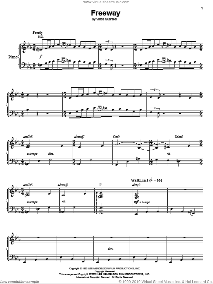 Freeway sheet music for voice and piano (PDF-interactive)