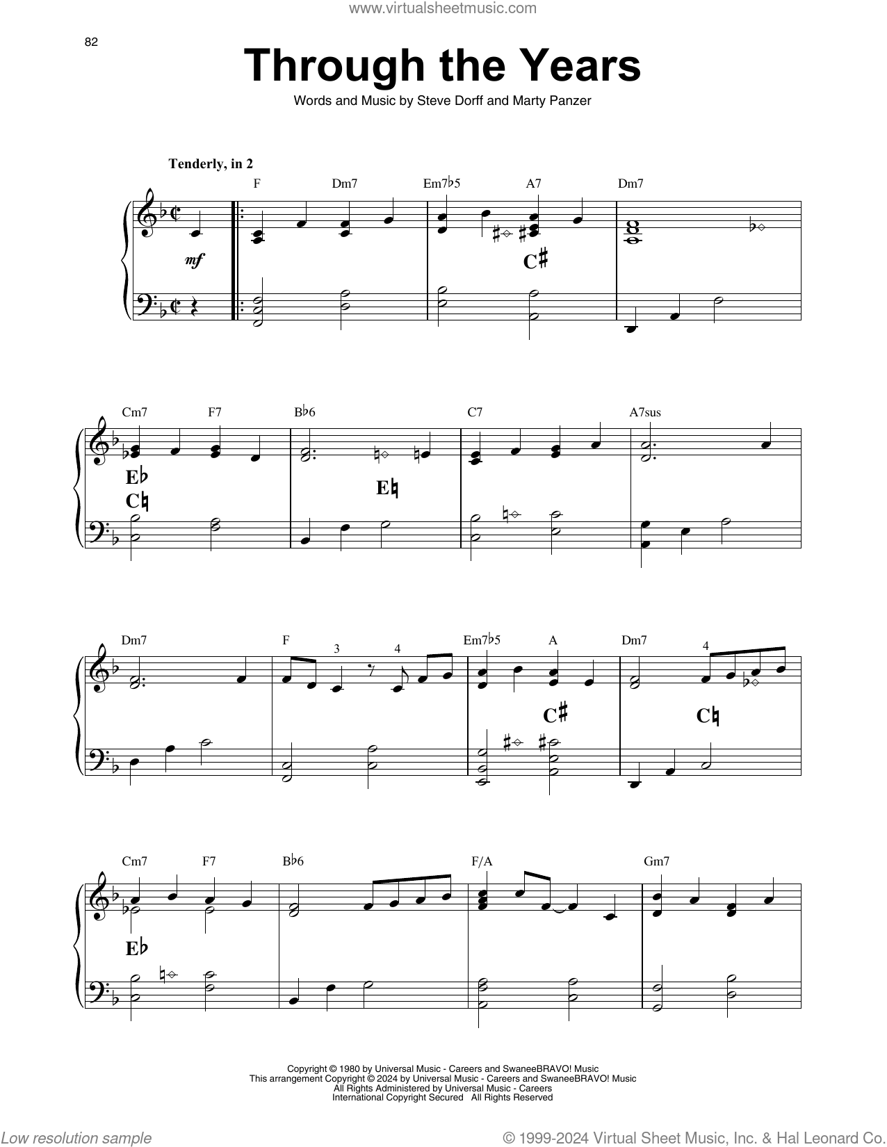 Through The Years sheet music for harp solo (PDF)
