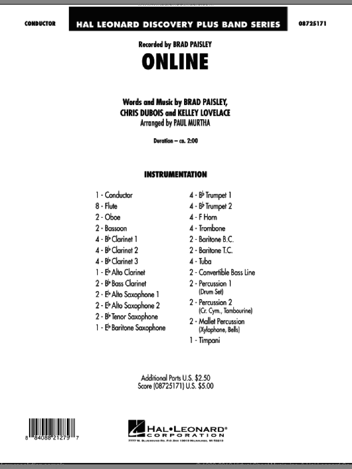 Online sheet music (complete collection) for concert band (PDF)