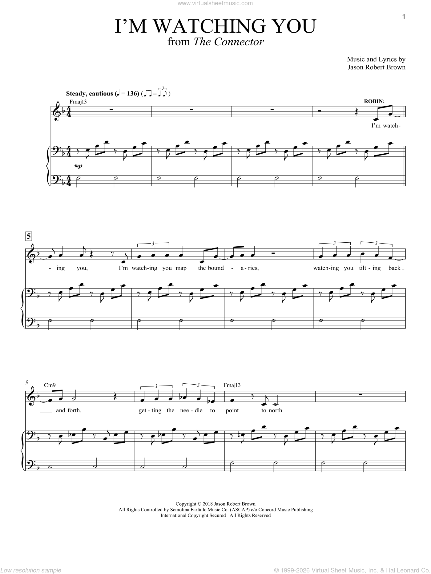 I'm Watching You (from The Connector) sheet music for voice and piano