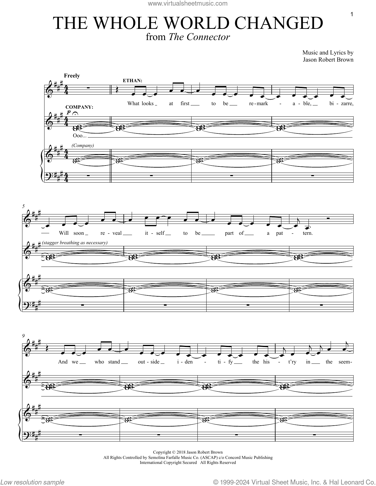 The Whole World Changed (from The Connector) sheet music for voice and ...