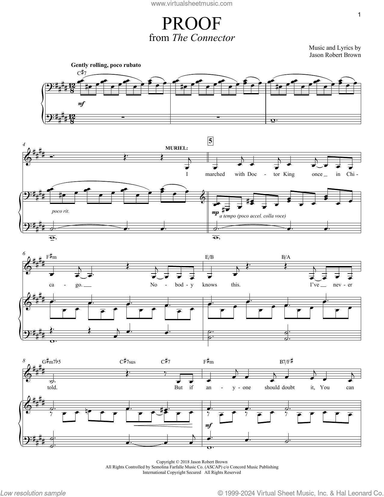 Proof (from The Connector) sheet music for voice and piano (PDF)