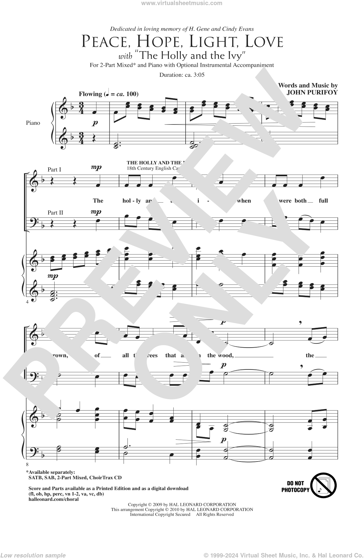 Peace, Hope, Light, Love (with The Holly And The Ivy) sheet music for ...