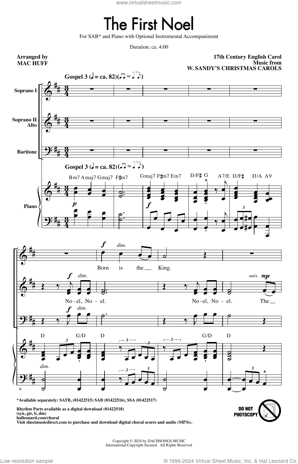 The First Noel (arr. Mac Huff) sheet music for choir (SAB: soprano ...