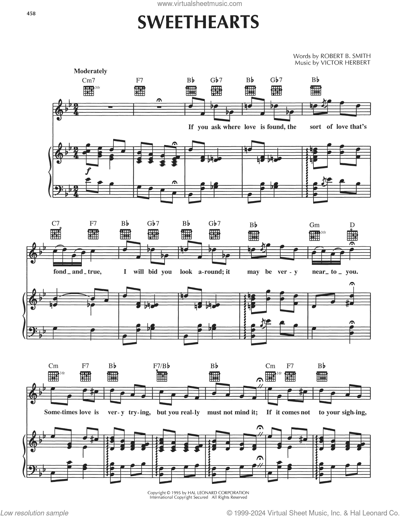 Sweethearts sheet music for voice, piano or guitar (PDF)