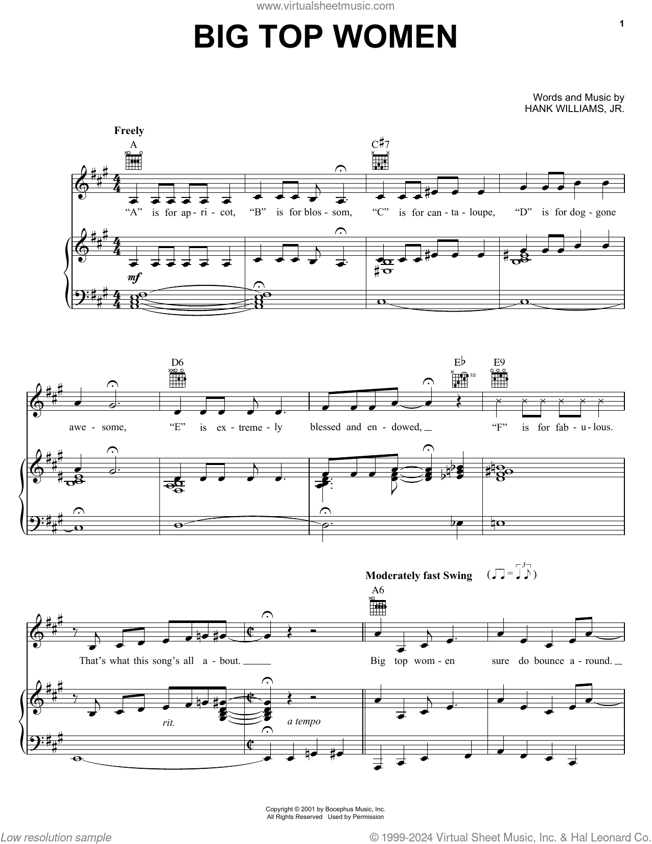 Big Top Women sheet music for voice, piano or guitar (PDF)
