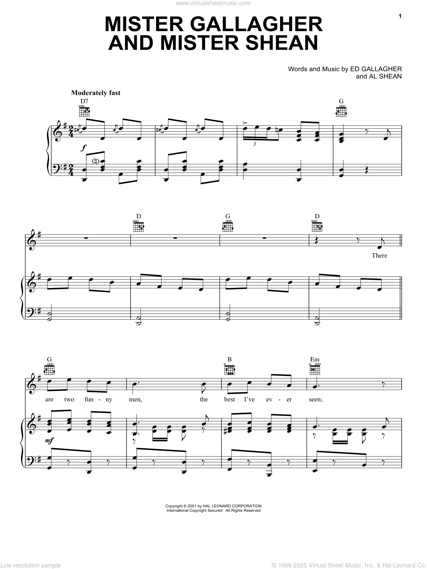 Mister Gallagher And Mister Shean sheet music for voice, piano or guitar
