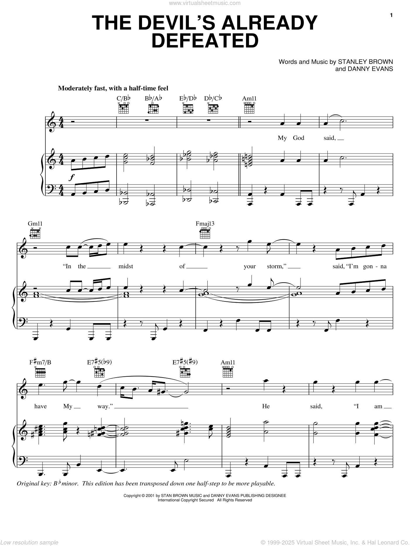 The Devil's Already Defeated sheet music for voice, piano or guitar