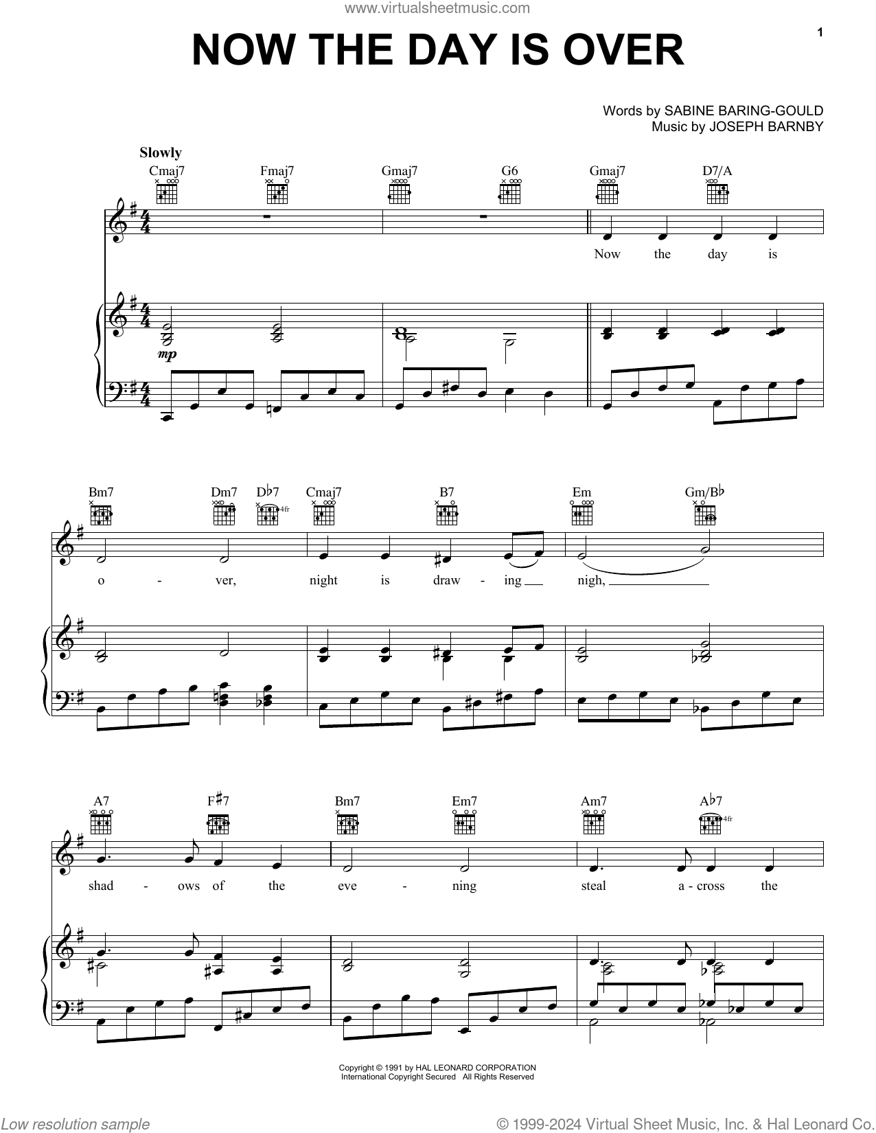 Now The Day Is Over sheet music for voice, piano or guitar (PDF)