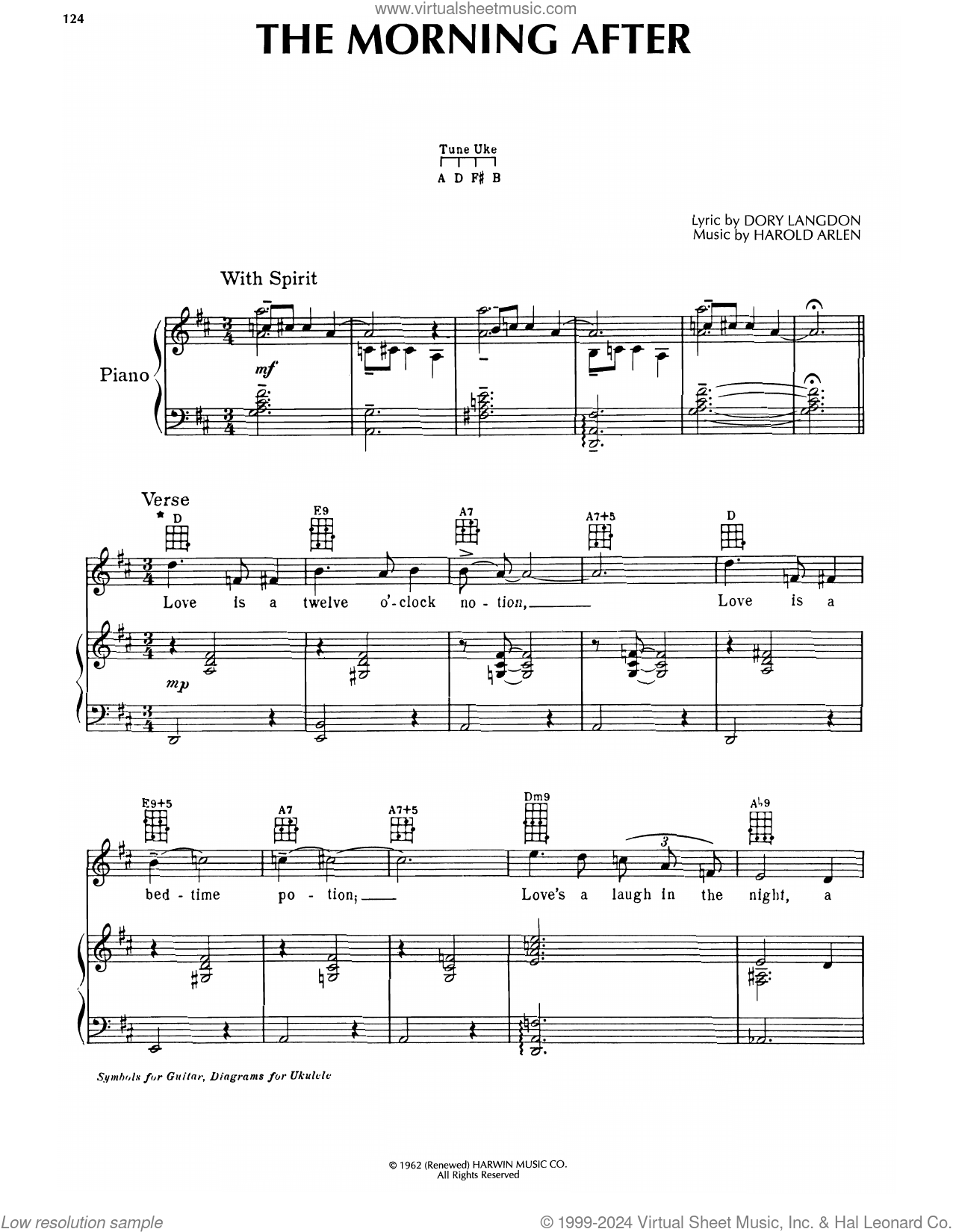 The Morning After sheet music for voice, piano or guitar (PDF)