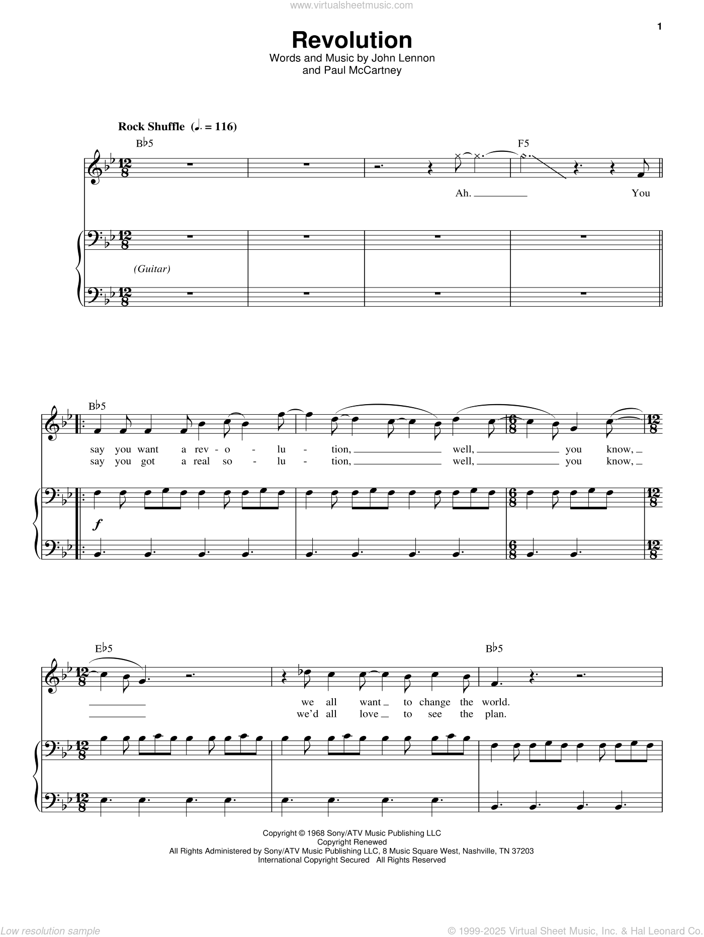 Revolution sheet music for voice and piano (PDF-interactive)