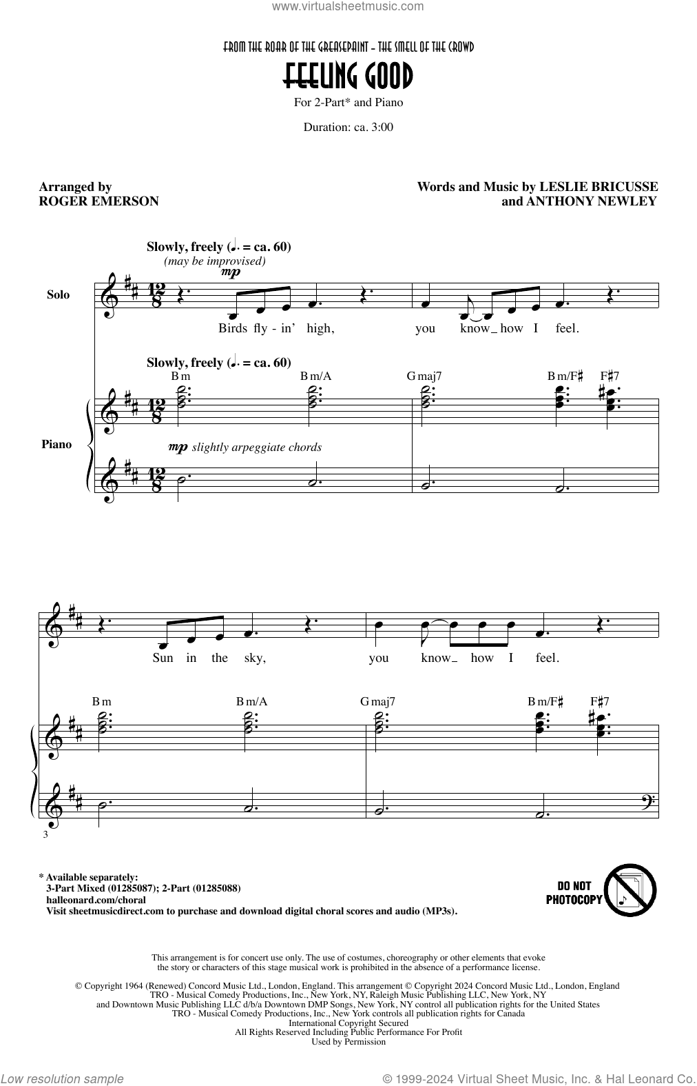Feeling Good (arr. Roger Emerson) sheet music for choir (2-Part)