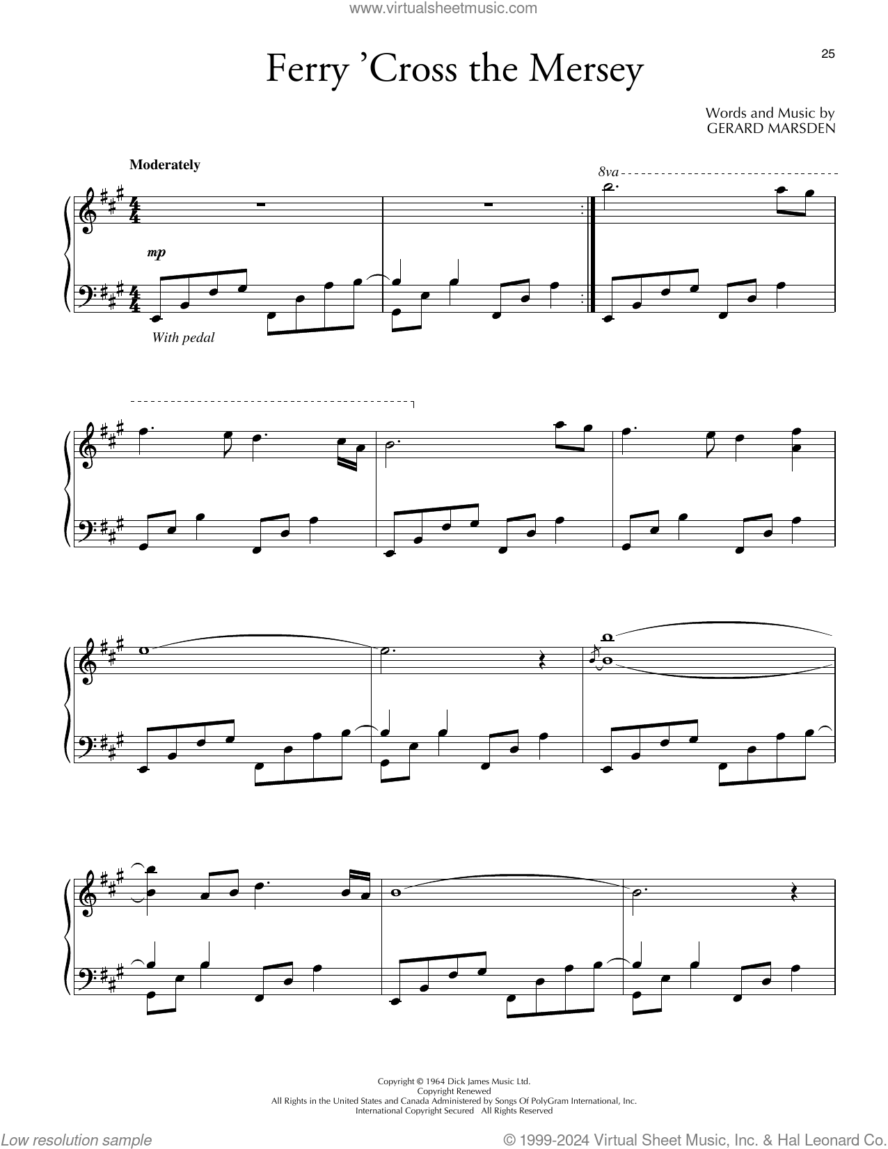 Ferry 'Cross The Mersey sheet music for piano solo (PDF)