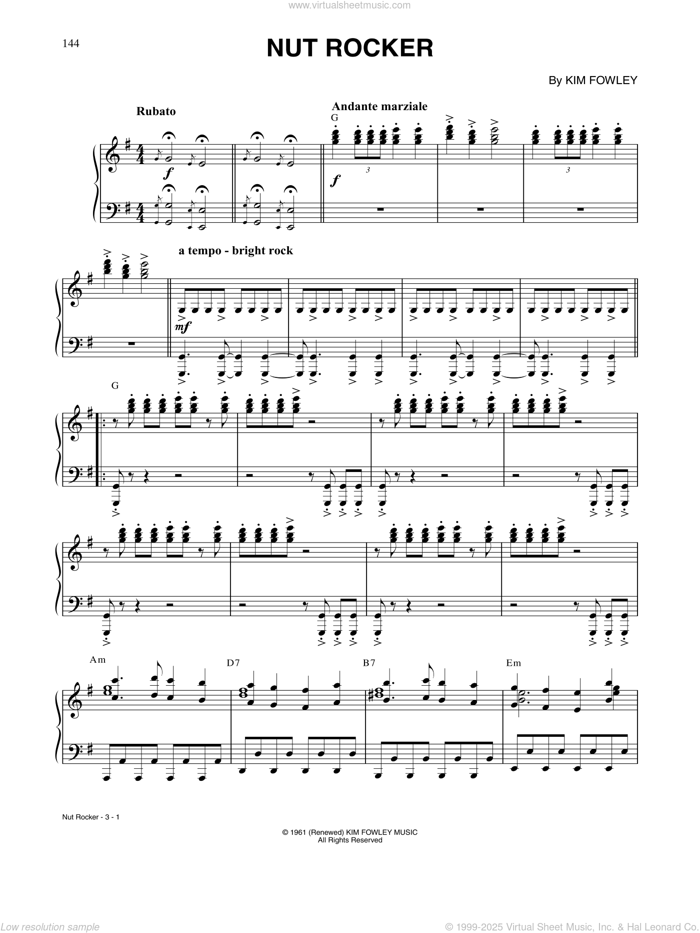 Nut Rocker sheet music for piano solo (PDF)