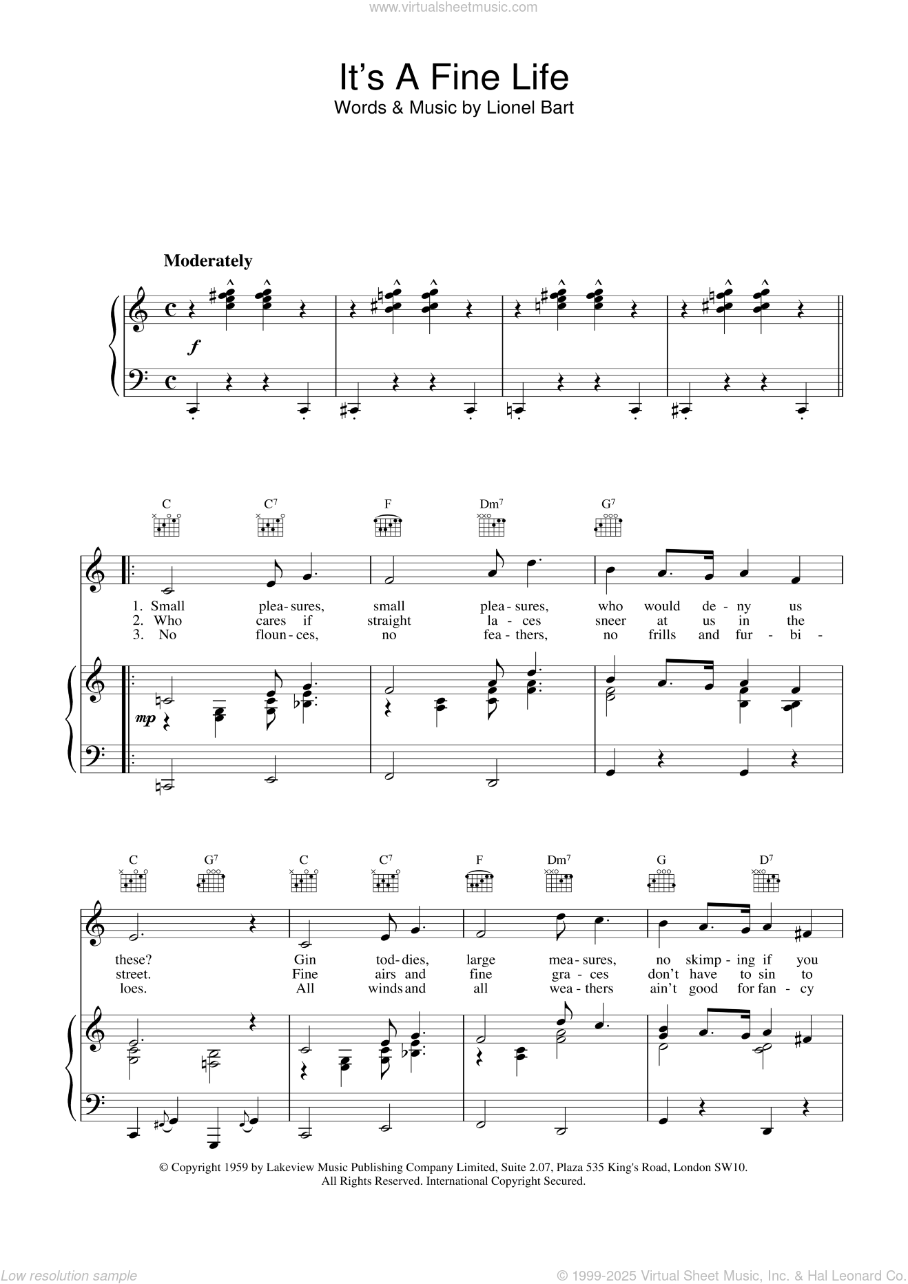 It's A Fine Life (from Oliver!) sheet music for voice, piano or guitar