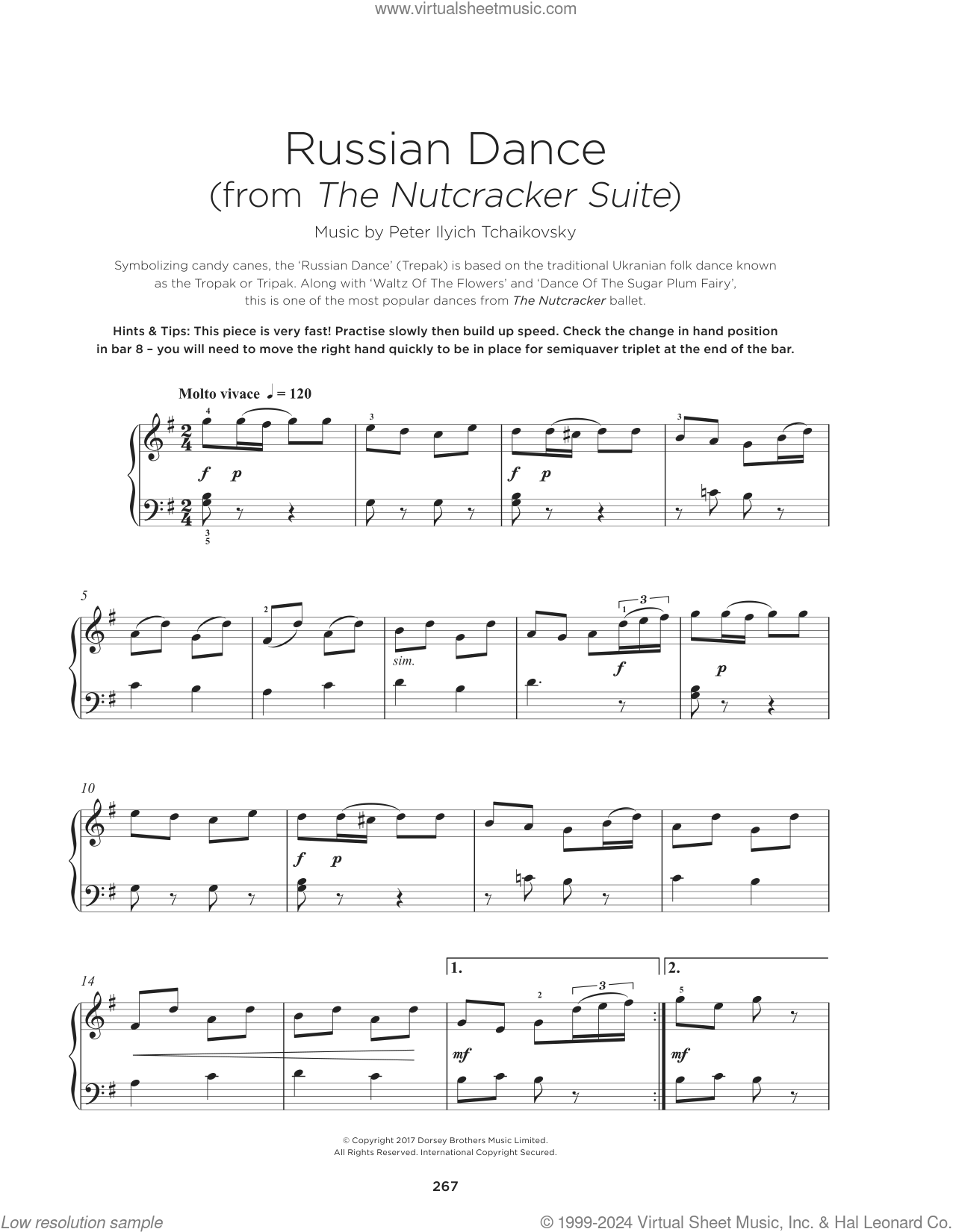 Russian Dance ("Trepak"), Op. 71a, (beginner) sheet music for piano solo