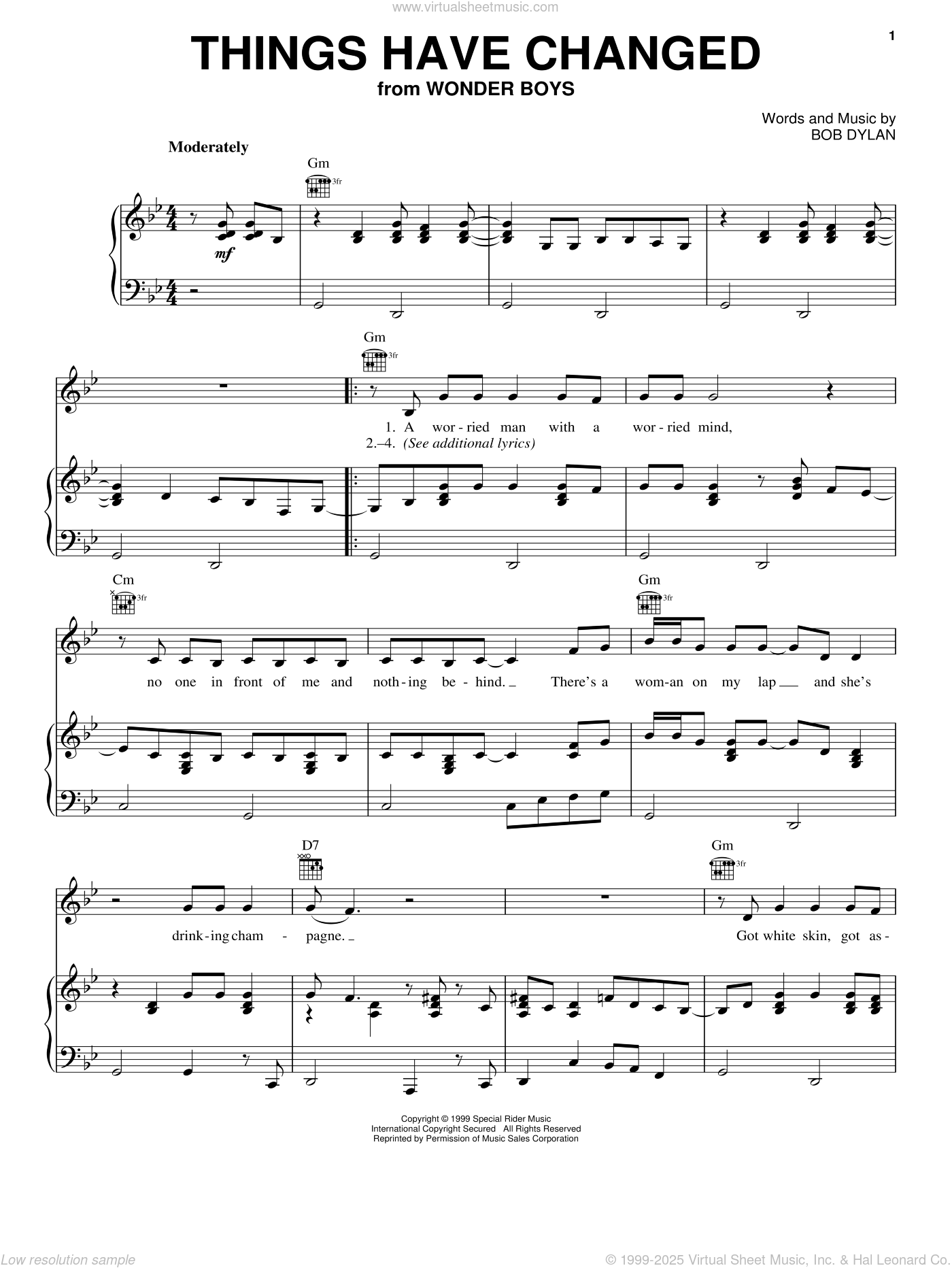 Things Have Changed sheet music for voice, piano or guitar (PDF)