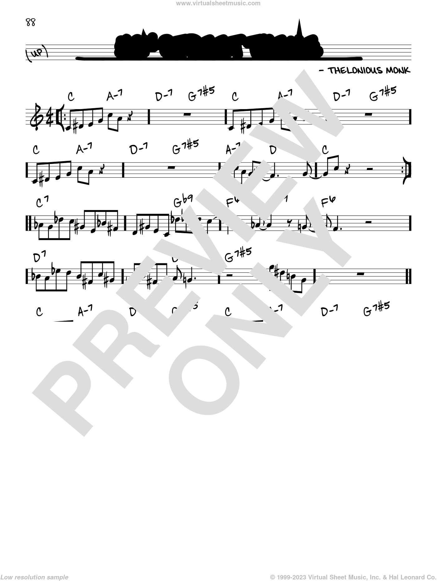 52nd Street Theme sheet music (real book - melody and chords) (in C)
