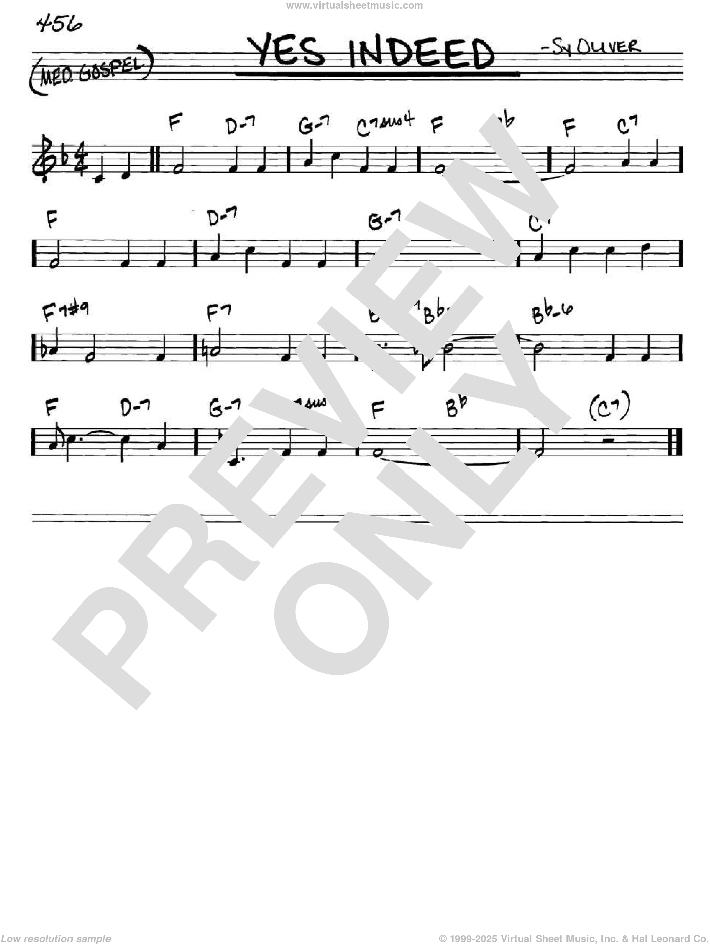Yes Indeed sheet music (real book - melody and chords) (in C)