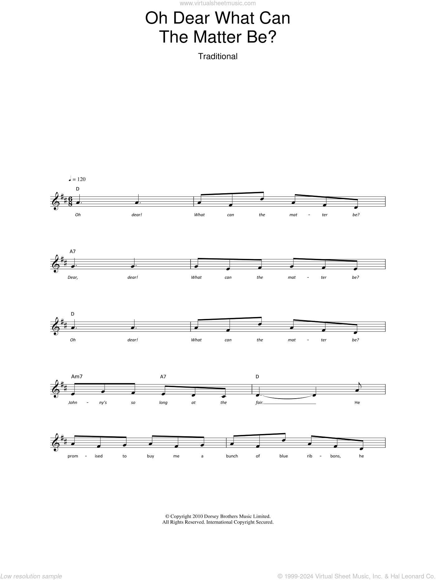 Oh Dear What Can The Matter Be? sheet music (fake book) (PDF)