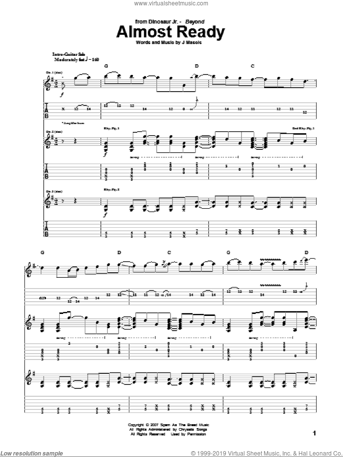 Almost Ready sheet music for guitar (tablature) (PDF)