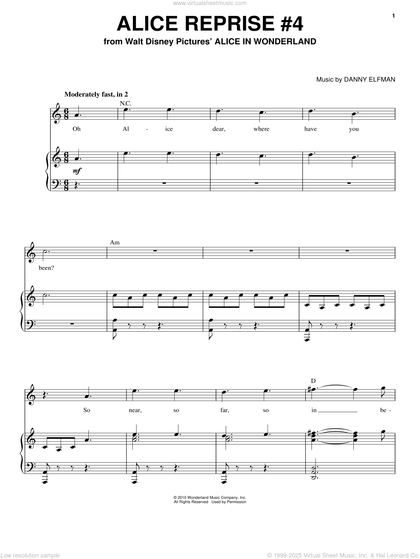 Alice Reprise #4 sheet music for voice, piano or guitar (PDF)