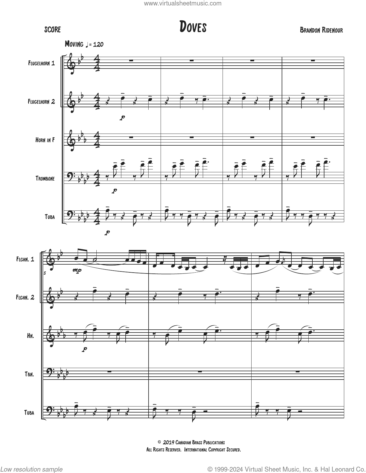 Doves sheet music (complete collection) for brass quintet (PDF)
