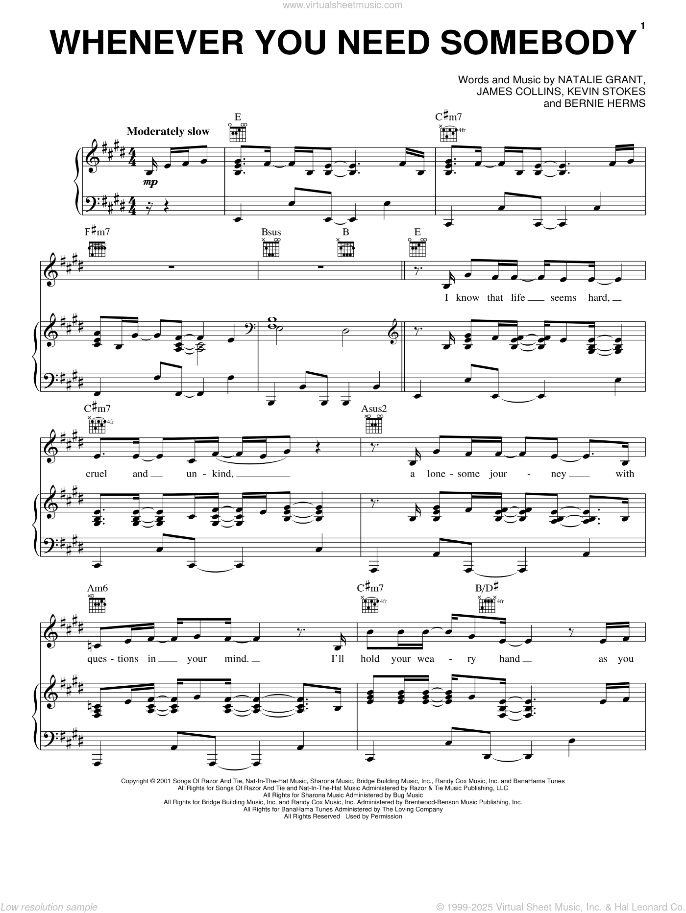 Whenever You Need Somebody sheet music for voice, piano or guitar