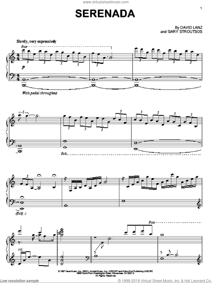 Serenada sheet music for piano solo (PDF)