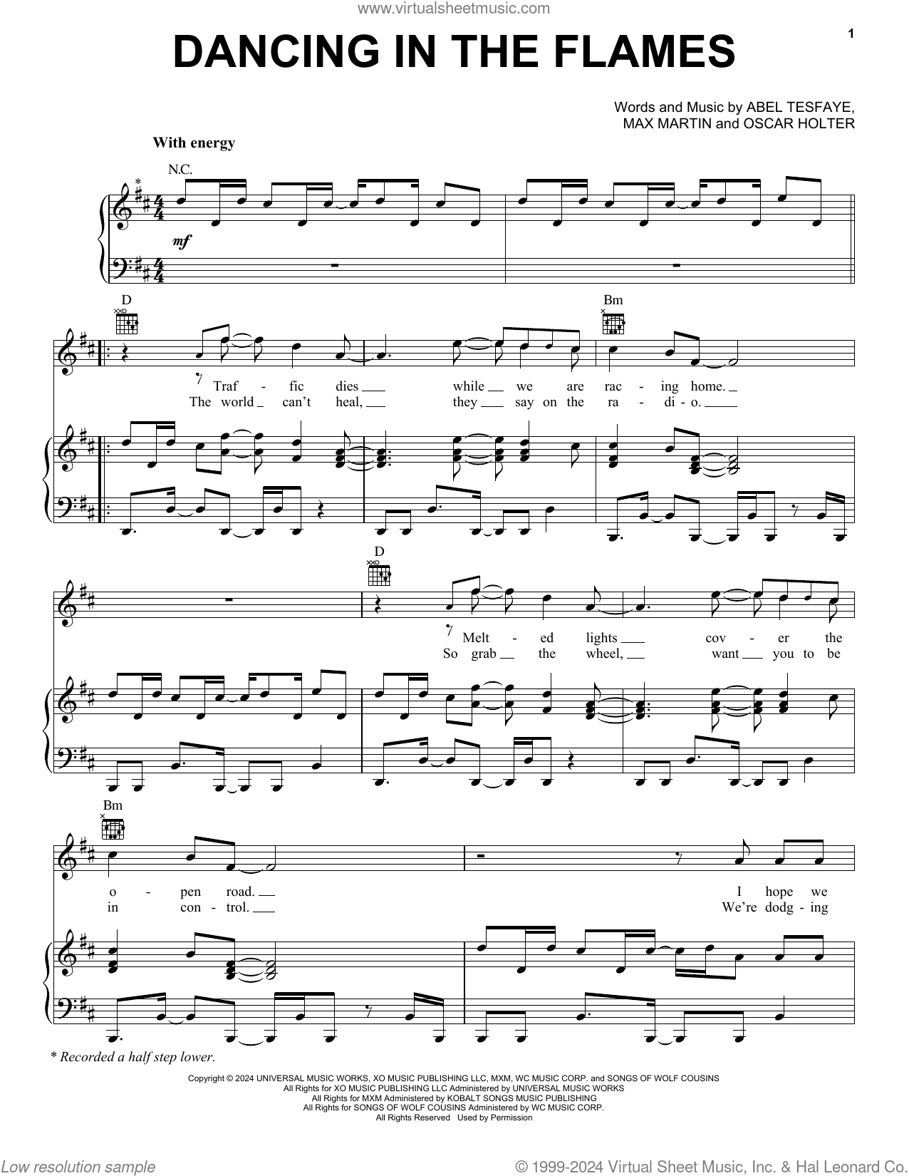 Dancing In The Flames sheet music for voice, piano or guitar