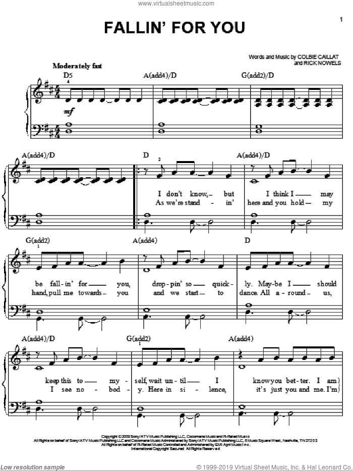 Fallin' For You sheet music for piano solo (PDF-interactive)