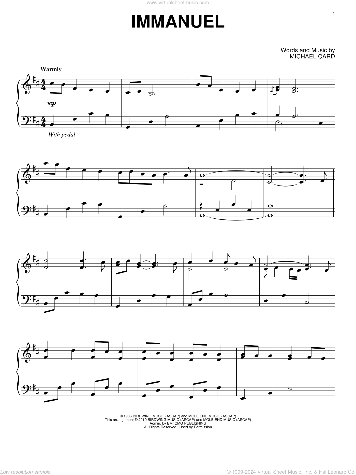 Immanuel sheet music for piano solo (PDF-interactive)