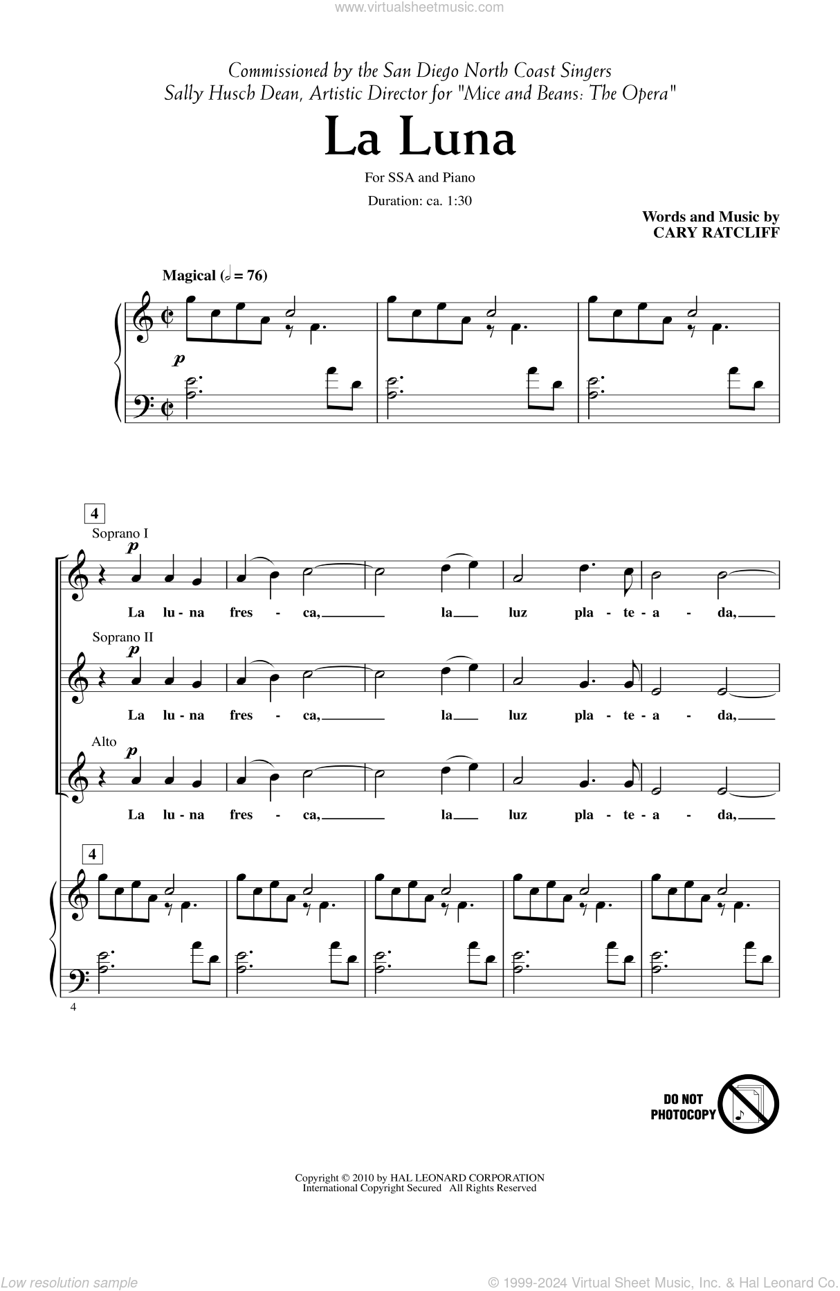 La Luna sheet music for choir (SSA: soprano, alto) (PDF)