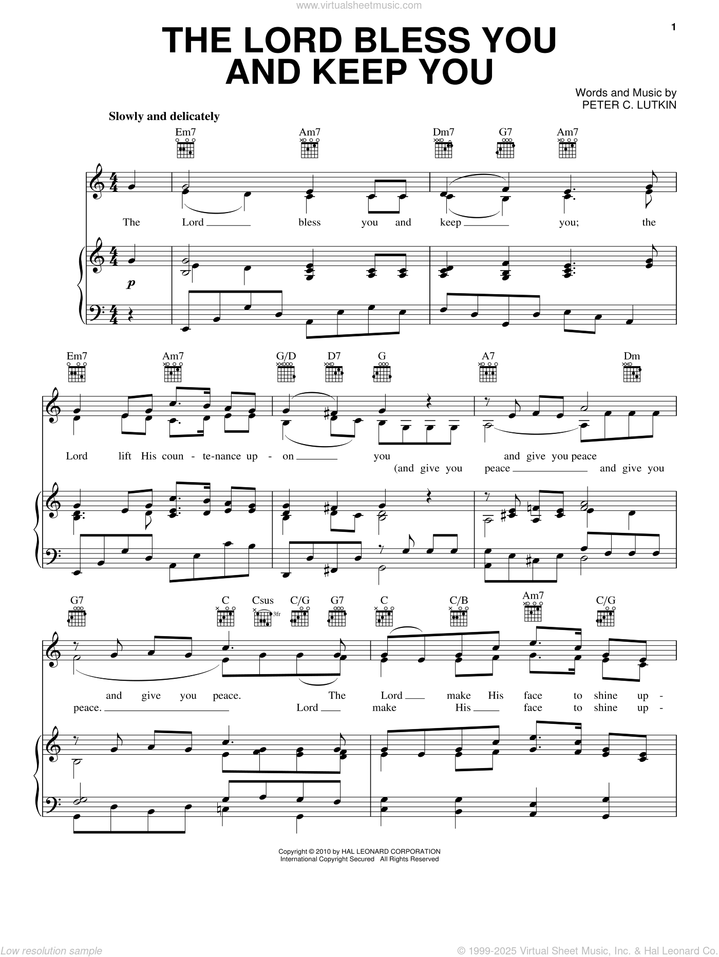 Lord Bless You And Keep You sheet music for voice, piano or guitar