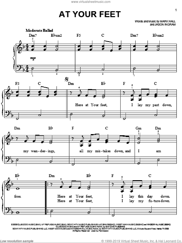 At Your Feet sheet music for piano solo (PDF-interactive)