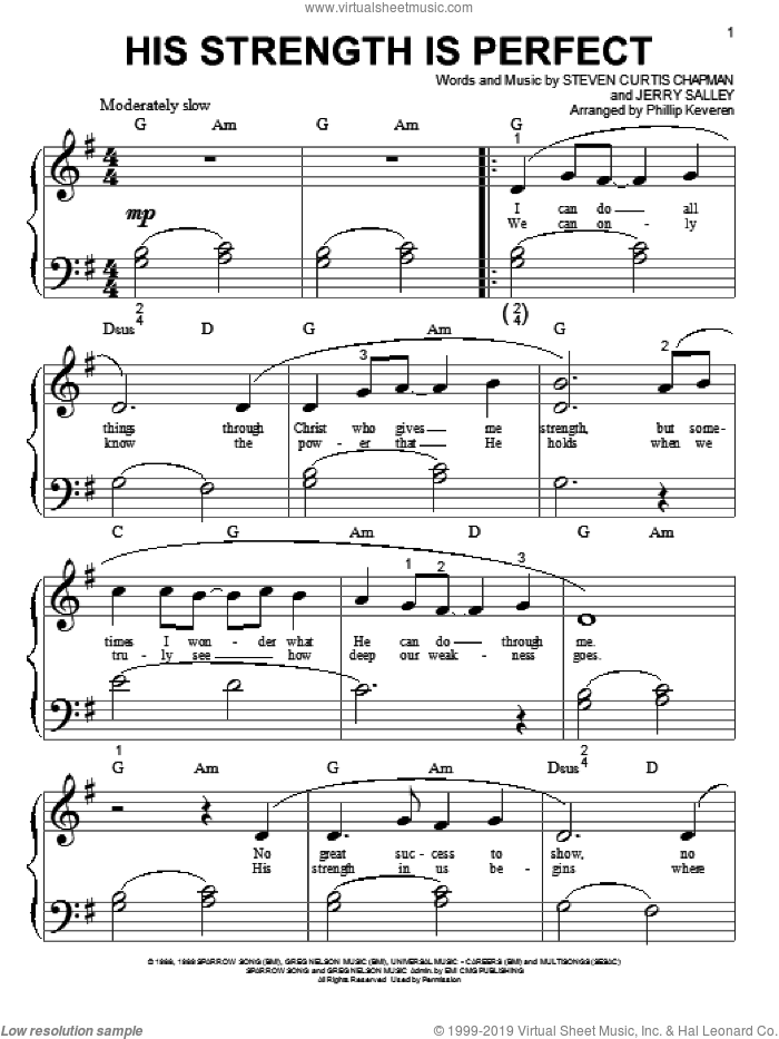 His Strength Is Perfect (arr. Phillip Keveren) sheet music for piano ...
