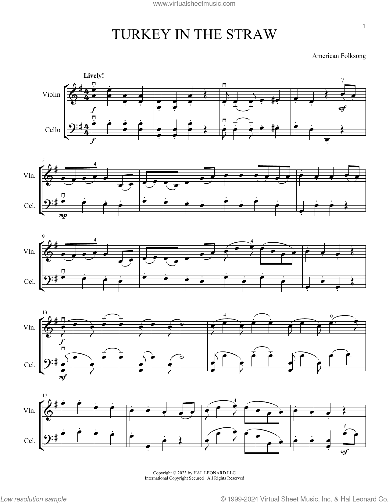 Turkey In The Straw (arr. Michelle Hynson) sheet music for instrumental ...