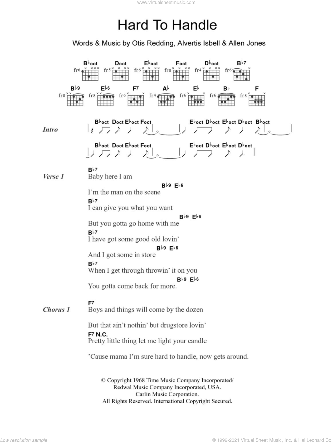 Hard To Handle sheet music for guitar (chords) (PDF)