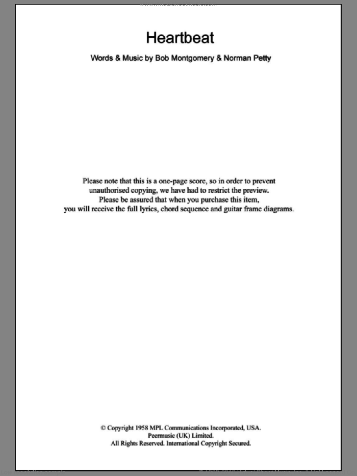 Heartbeat sheet music for guitar (chords) (PDF) v2