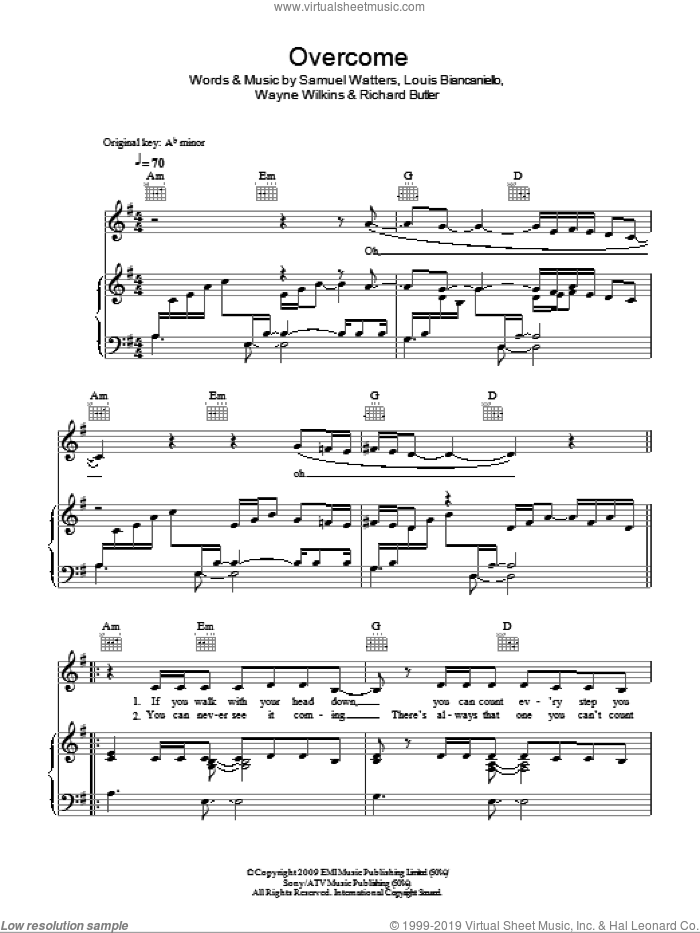 Alexandra Burke: Overcome sheet music for voice, piano or guitar
