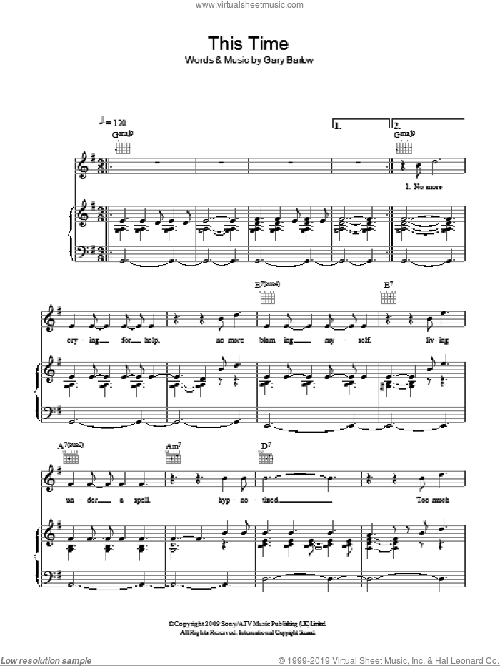 Shirley Bassey: This Time sheet music for voice, piano or guitar