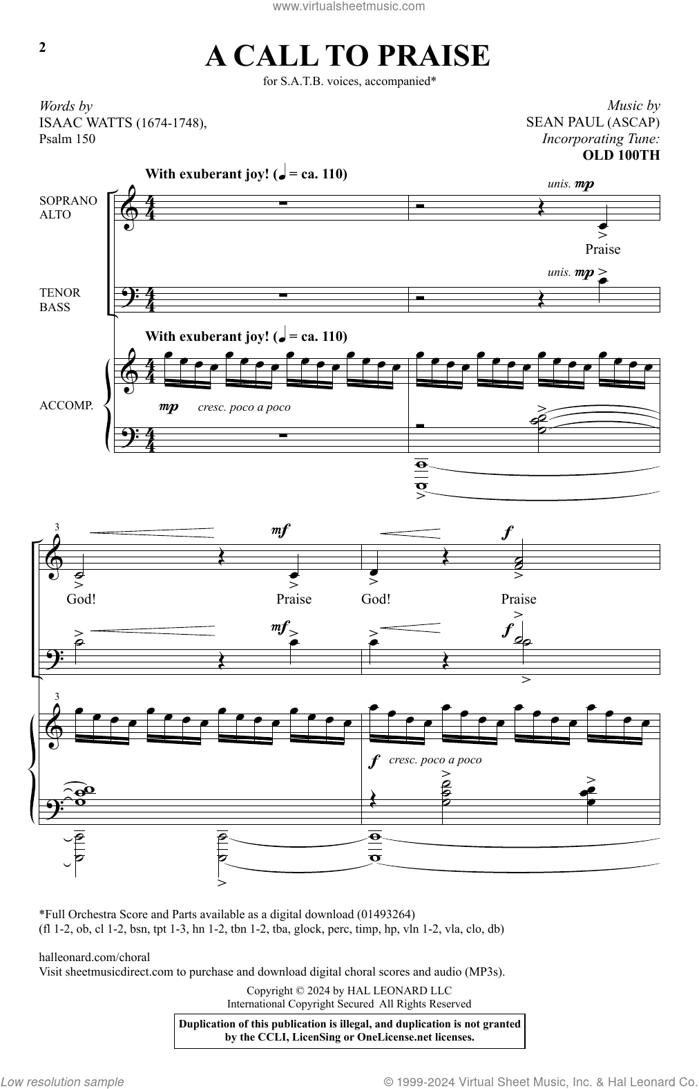A Call To Praise sheet music for choir (SATB: soprano, alto, tenor, bass)